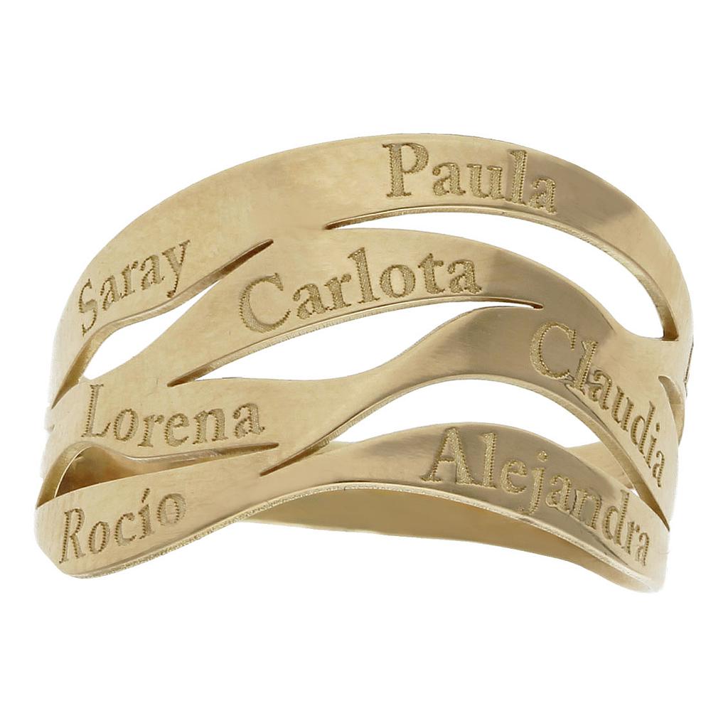 SORTIJA ORO 18KL ONDAS 9 NOMBRES | Lucarelli Joyas